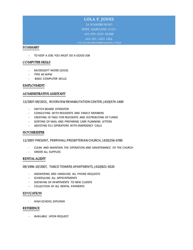 LOLA JONES RESUME | DOCX