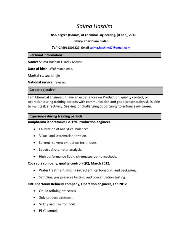 Salma Hashim CV | PDF