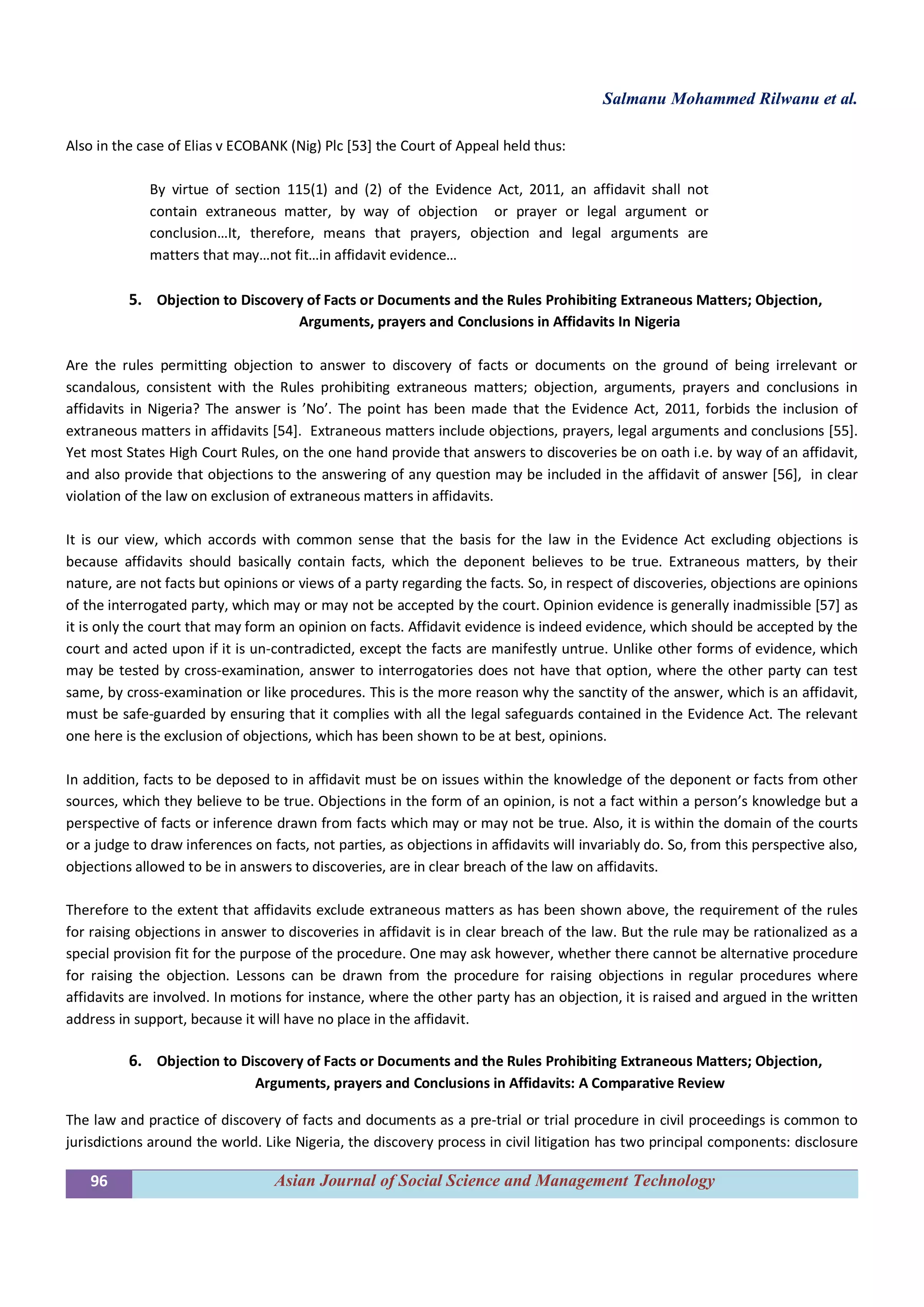 Objection(S) in Response to Discoveries and the Prohibition of ...