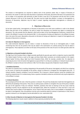 Objection(S) in Response to Discoveries and the Prohibition of ...