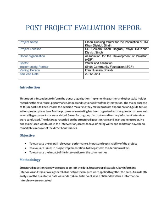 POST PROJECT EVALUATION REPORT | DOCX