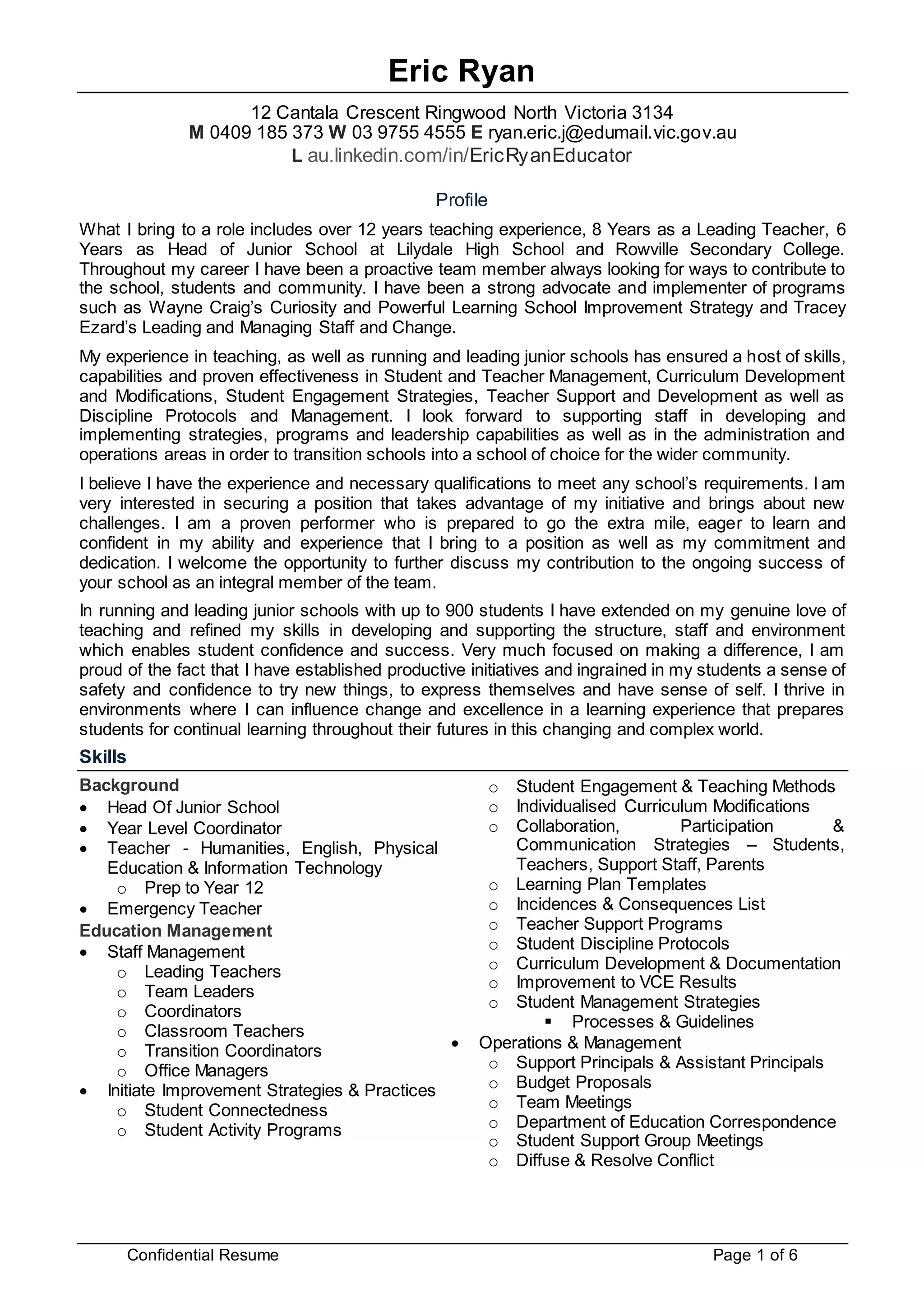 Eric Ryan CV 2015 | DOCX