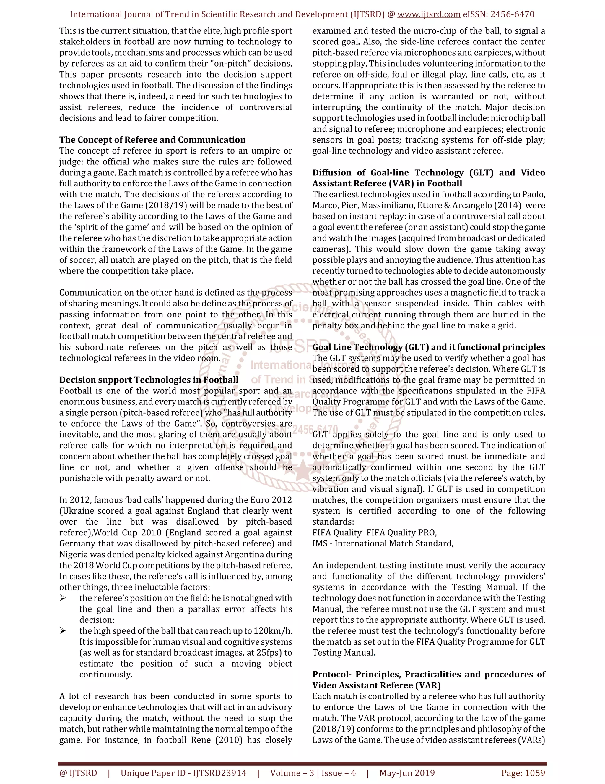 Interpreting Video Assistant Referee and Goal Line Technology ...