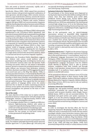 Procedural Memory in Children with Autism Double Dissociation | PDF