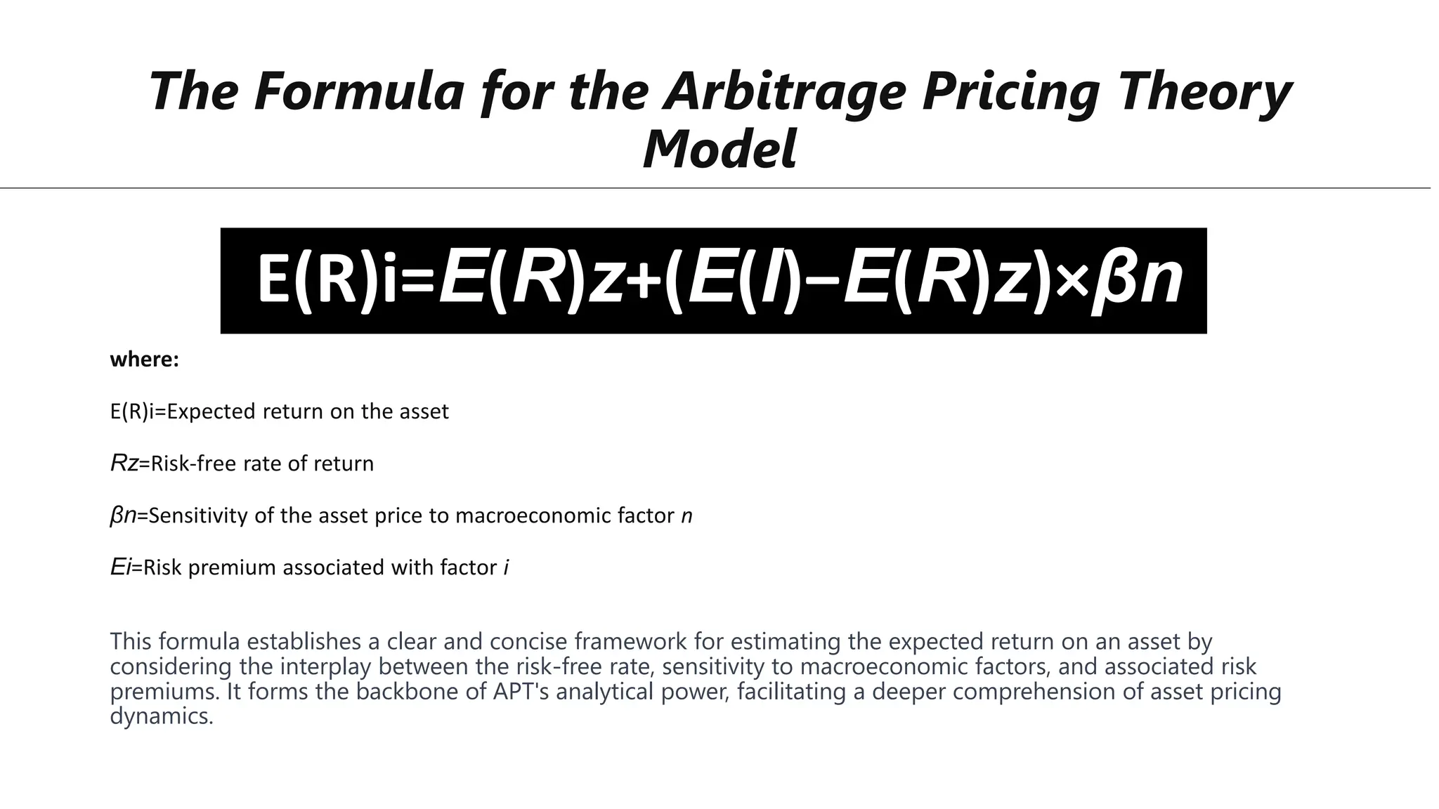 A PRESENTATION ON ARBITRAGE PRICING THEORY | PPTX