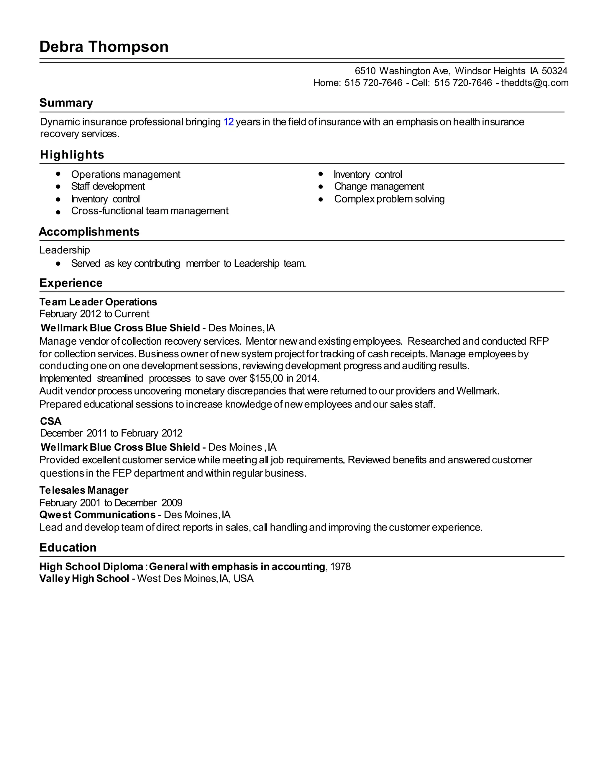 Debra Thompson Resume 1 (1) | PDF