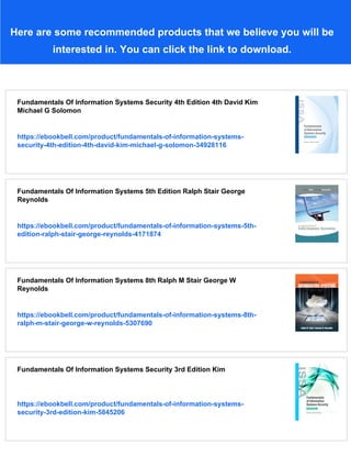 Fundamentals Of Information Systems 6th Edition Ralph Stair George Reynolds | PDF