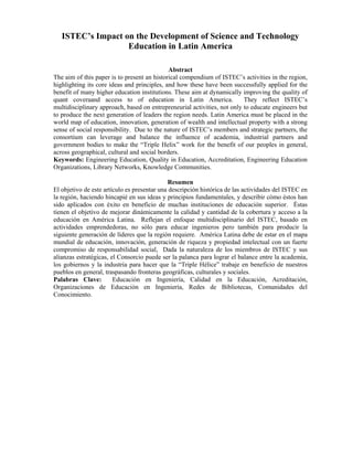 ISTEC’s impact on the development of science and technology education ...