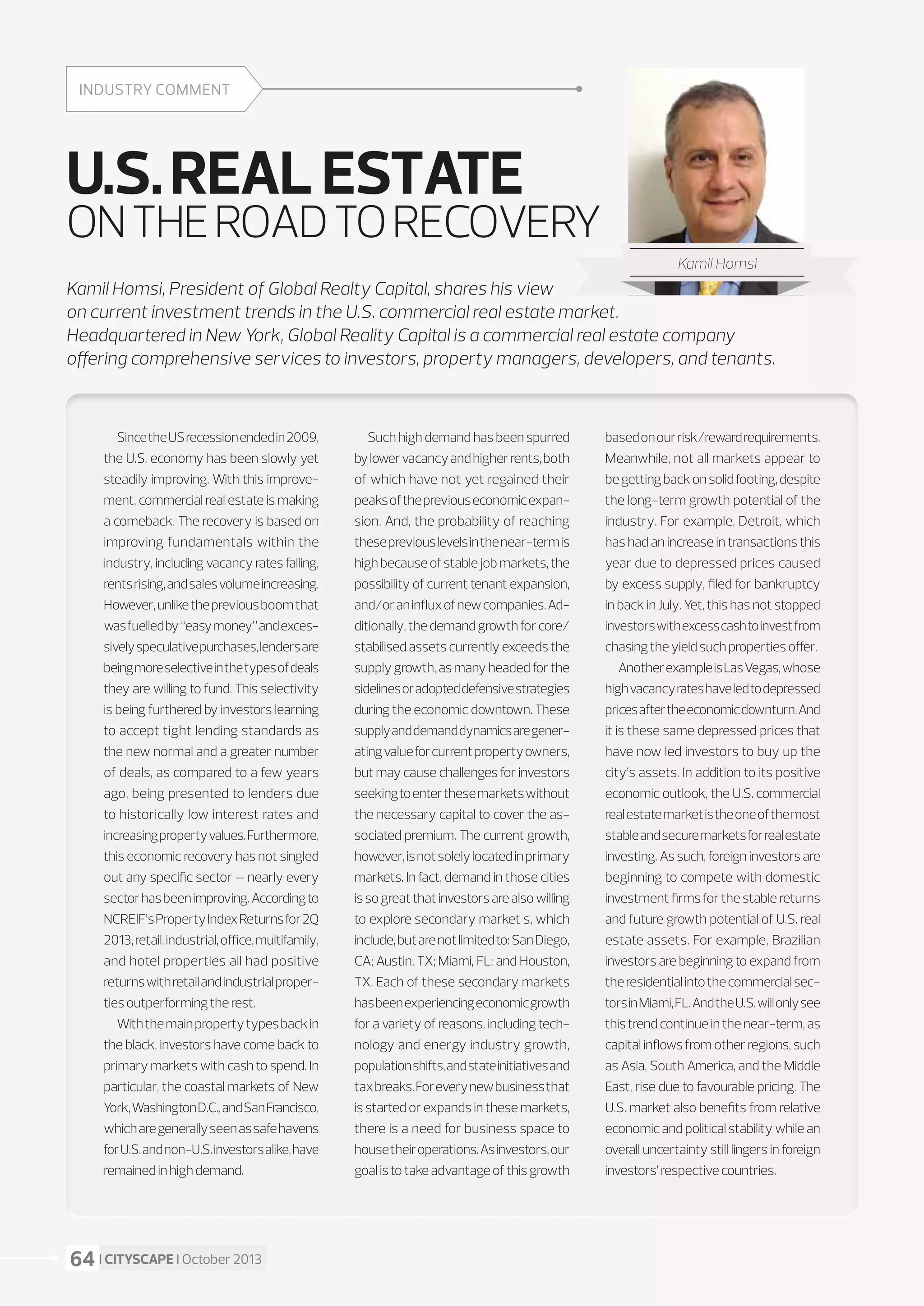 USA Real Estate on the road to recovery | PDF
