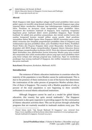 Islamic Education System in Singapore: Current Issues and Challenges | PDF