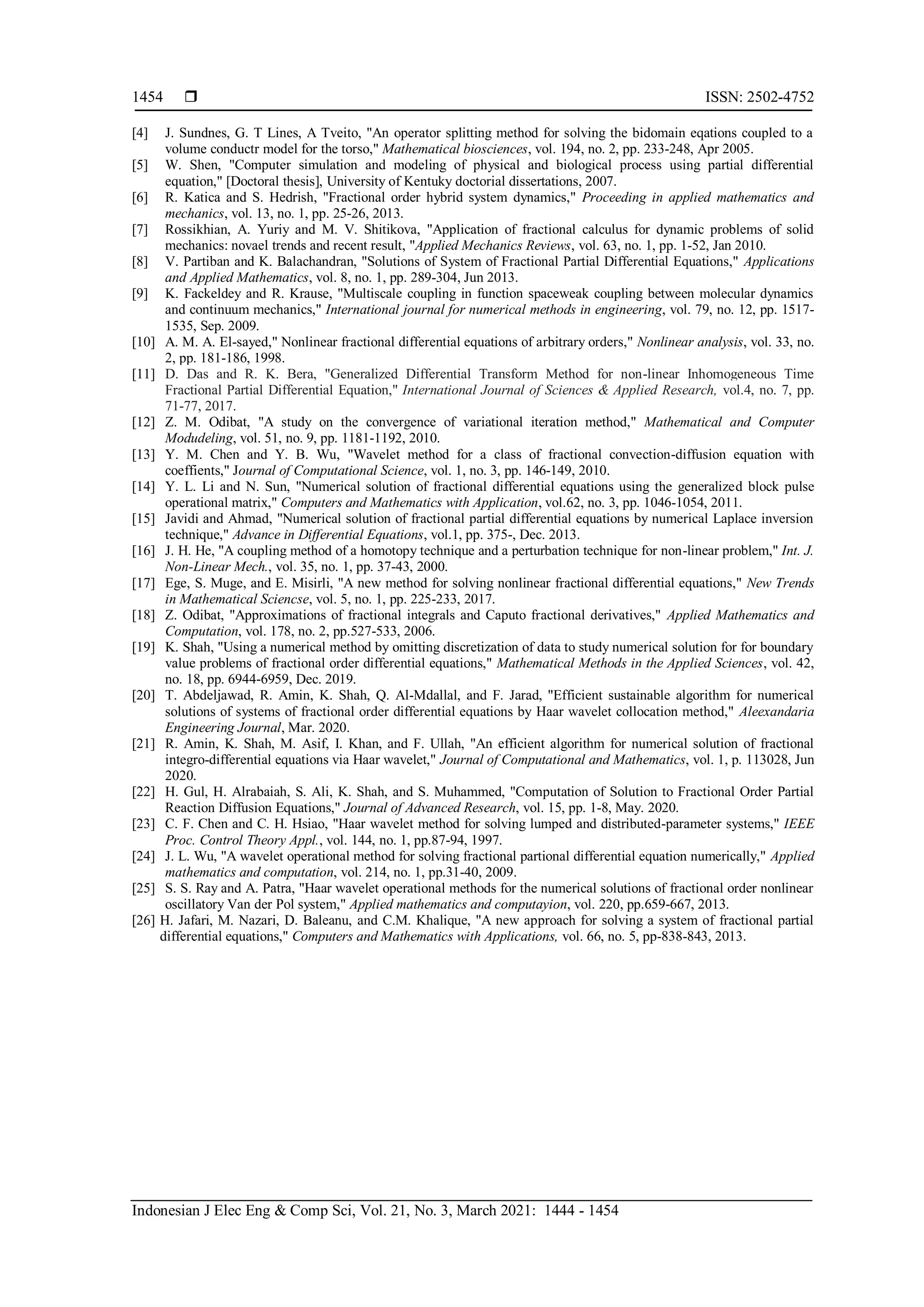 Haar wavelet method for solving coupled system of fractional order partial differential ...