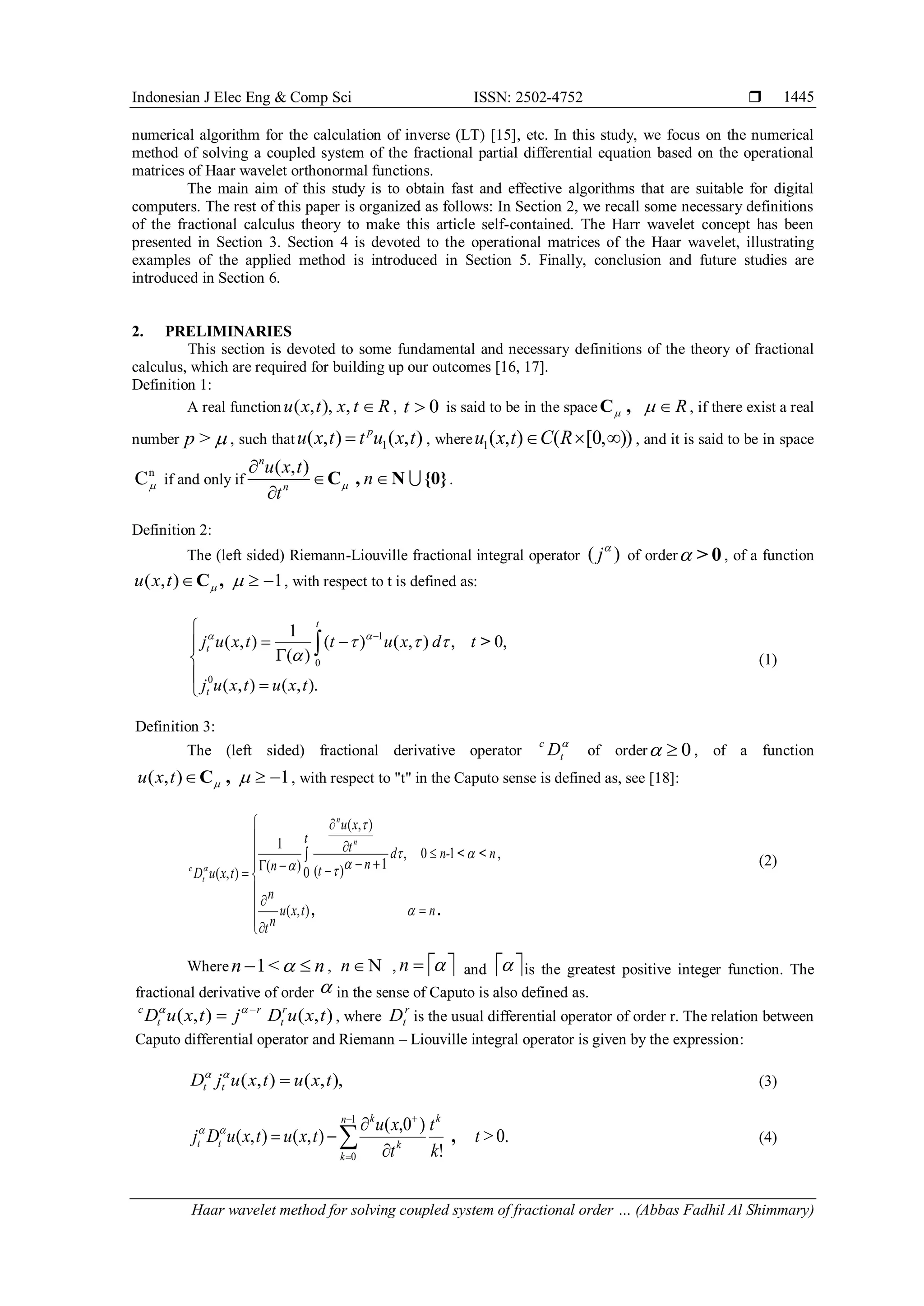 Haar Wavelet Method For Solving Coupled System Of Fractional Order Partial Differential