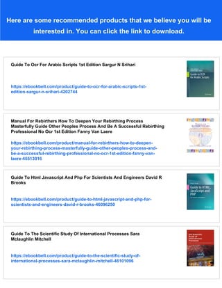 Guide To Ocr For Indic Scripts Document Recognition And Retrieval 1st Edition Cv Jawahar | PDF