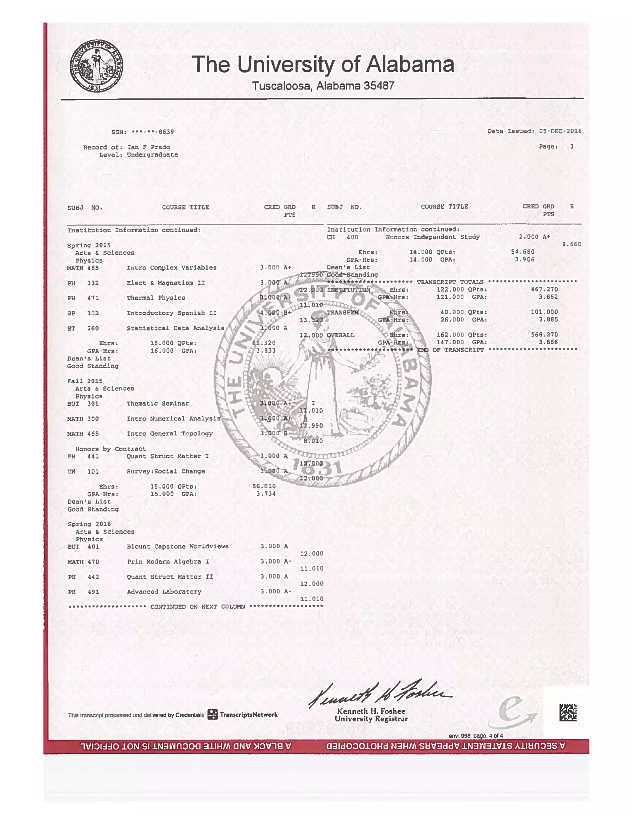 College Transcript | PDF