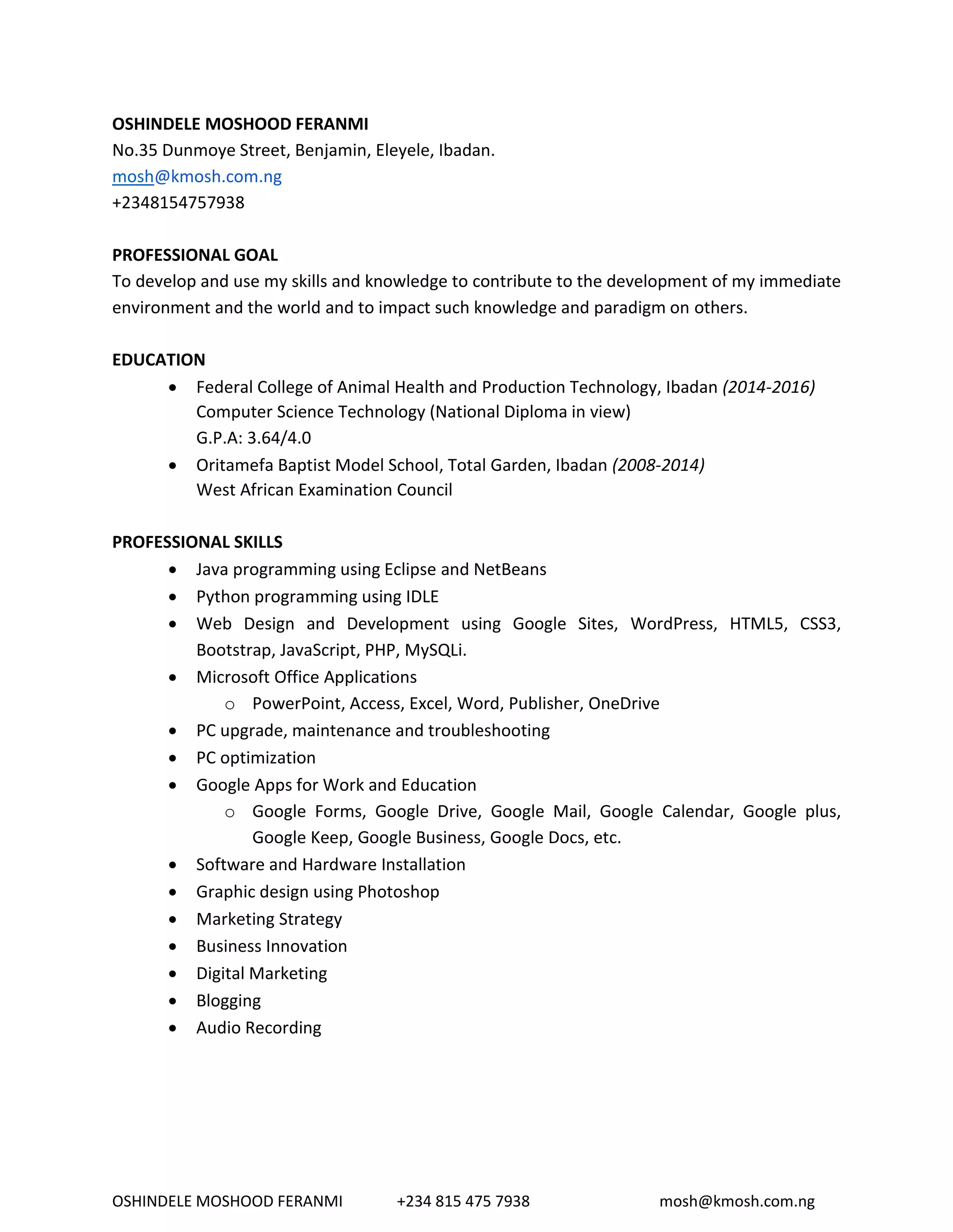 Mosh resume | PDF