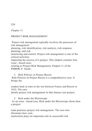 229Chapter 11 PROJECT RISK MANAGEMENT .docx