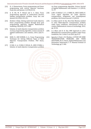 Solution of Multi Objective Transportation Problem | PDF