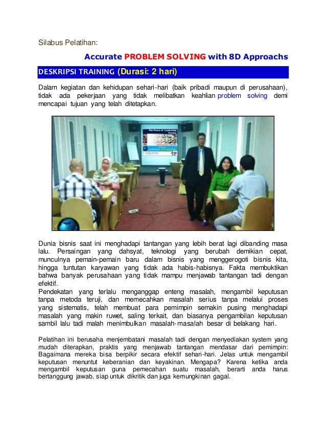 Silabus Pelatihan "Accurate PROBLEM SOLVING with 8D Approach" | PDF