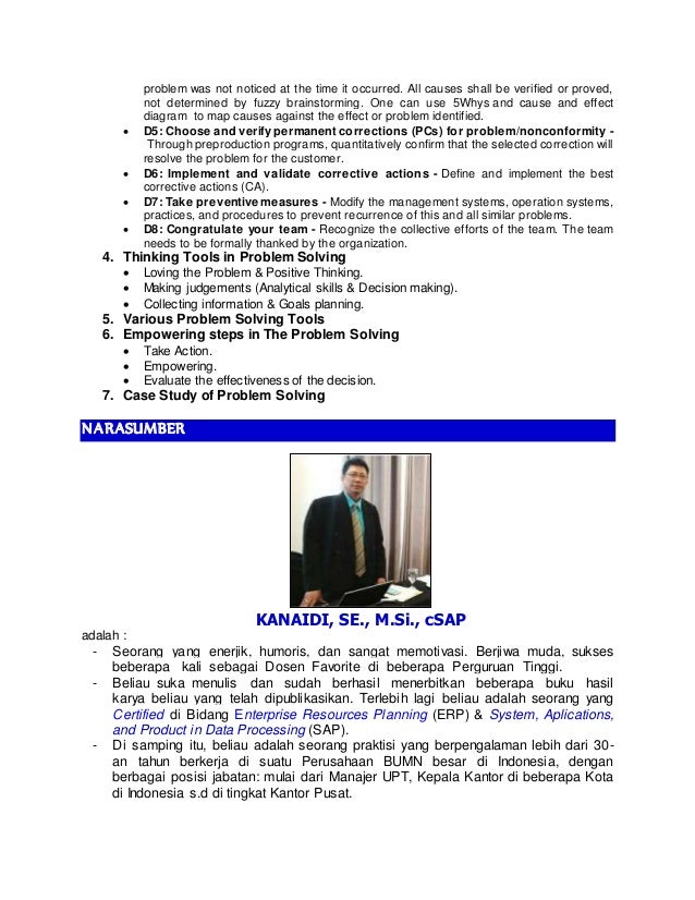 Silabus Pelatihan "Accurate PROBLEM SOLVING with 8D Approach" | PDF