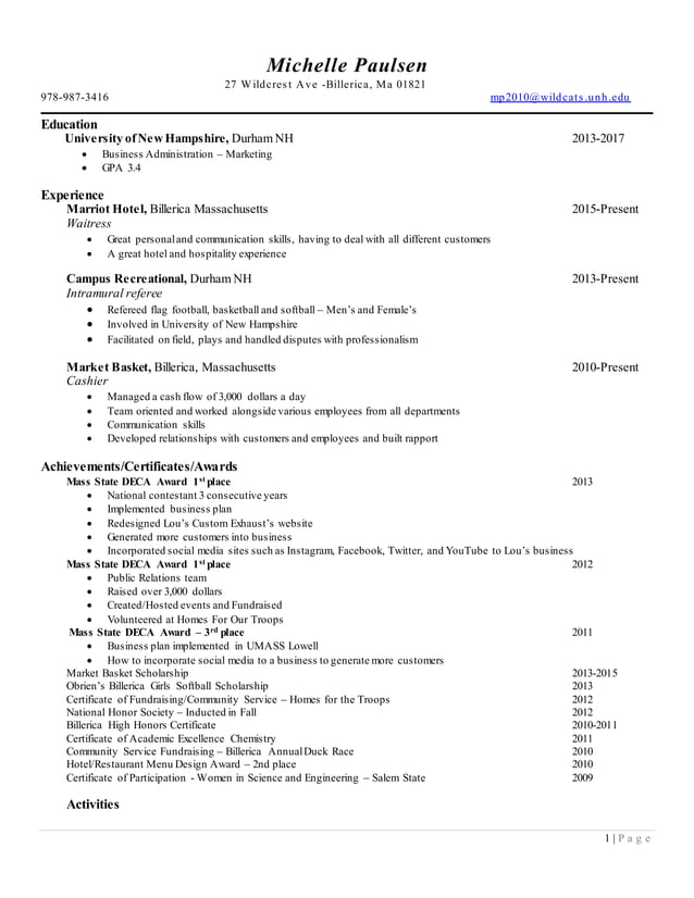 Michelle Paulsen's resume | PDF