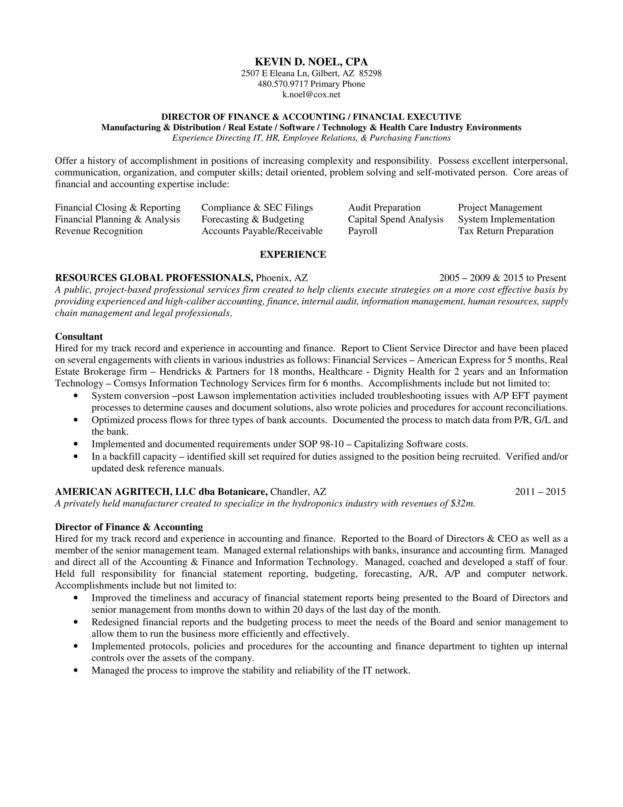 Kevin Noel CPA Resume | PDF