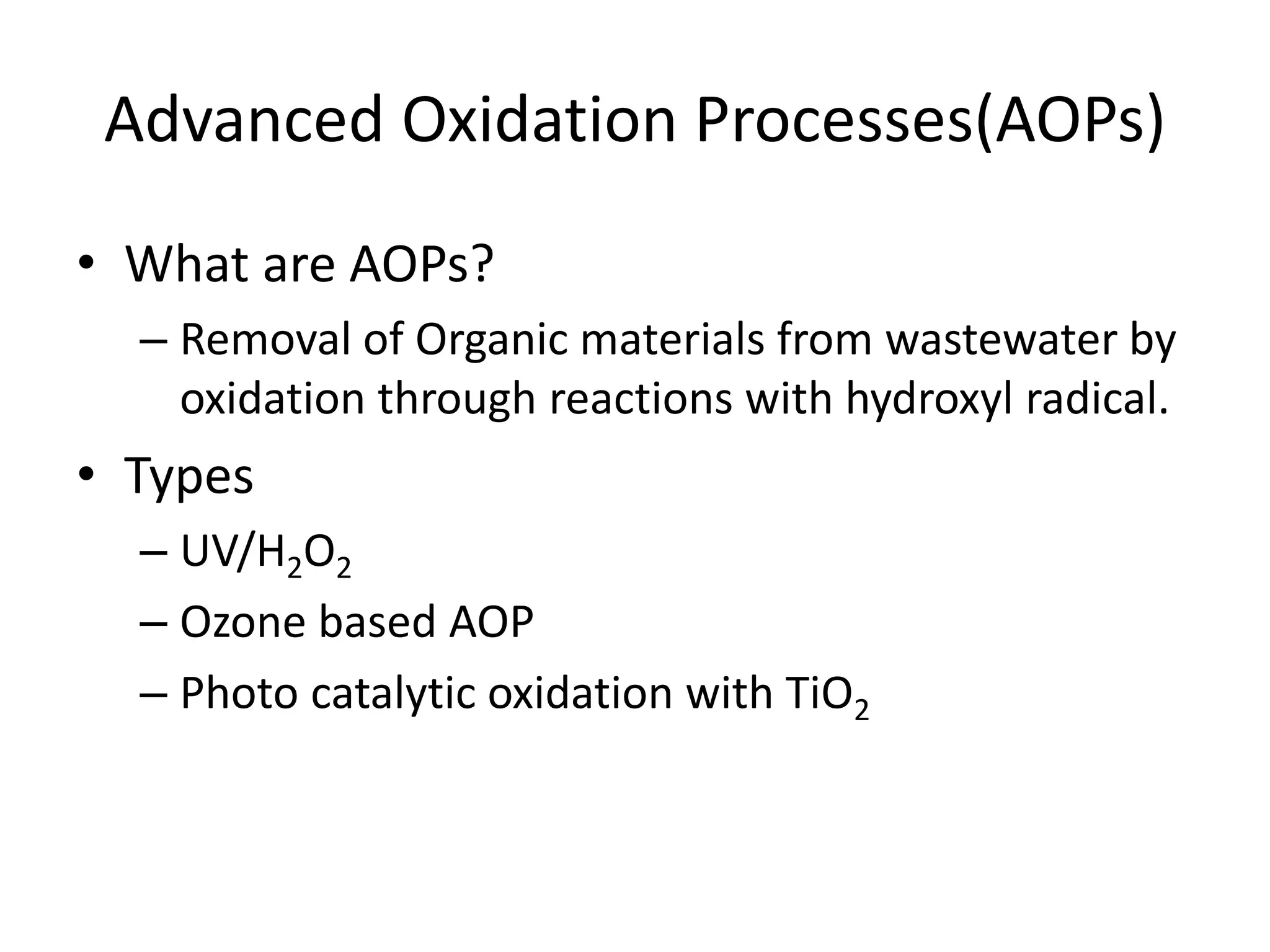 Wastewater Management using Photo-Fenton Oxidation | PPTX