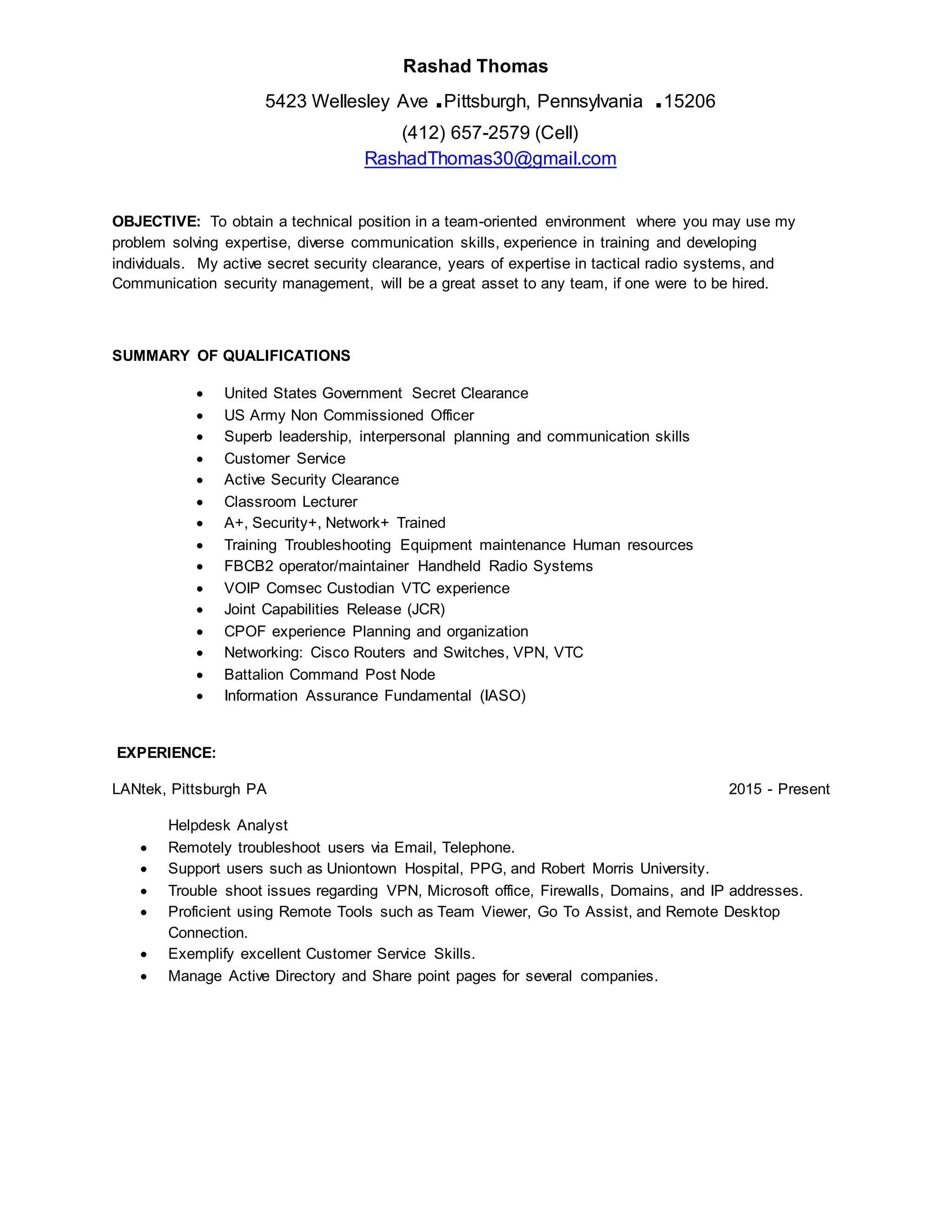 R Thomas resume | DOCX