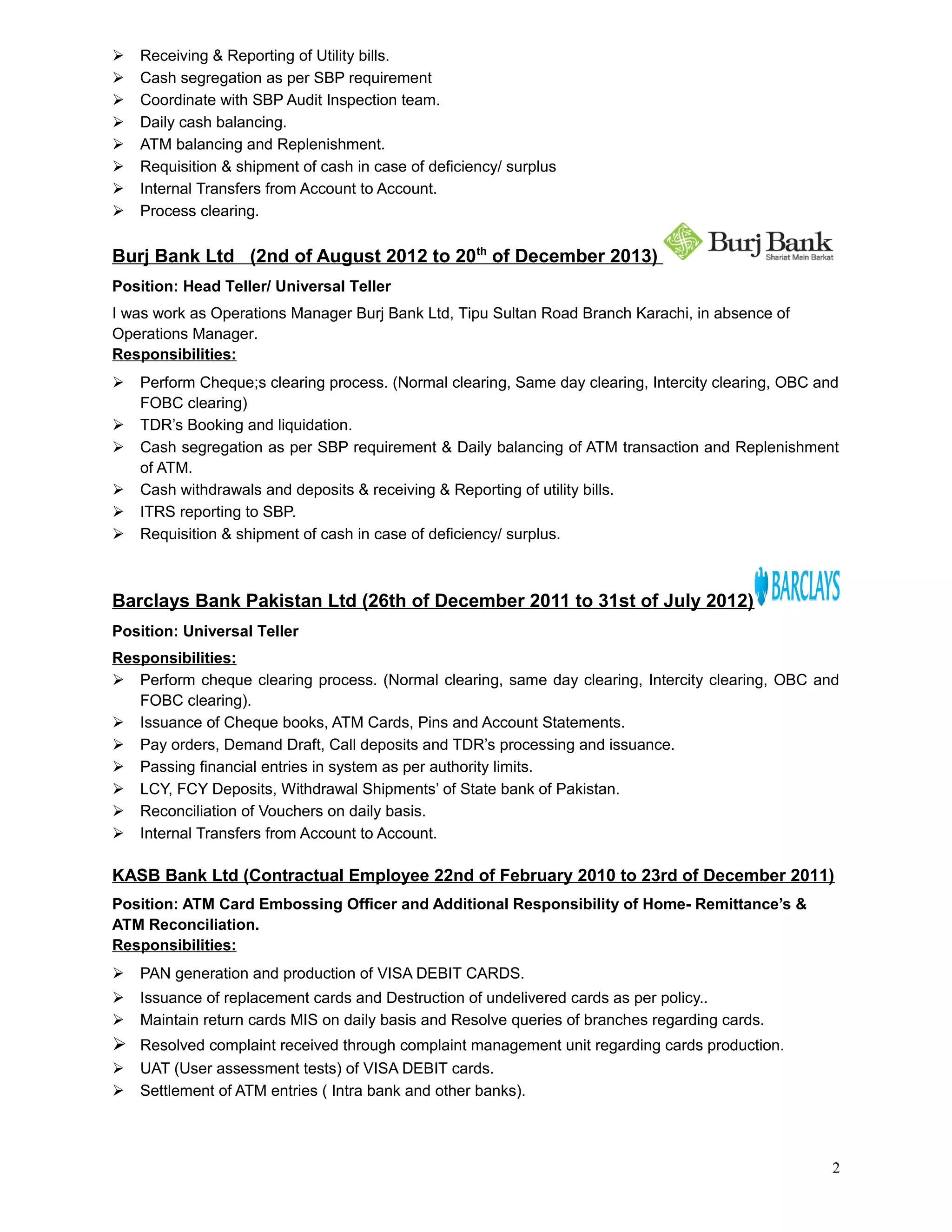 MUHAMMAD BILAL CURRICULUM VITAE APPLY | DOC