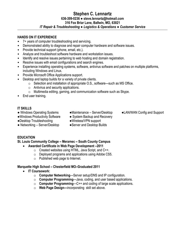 Stephen Lennartz-RESUME | PDF