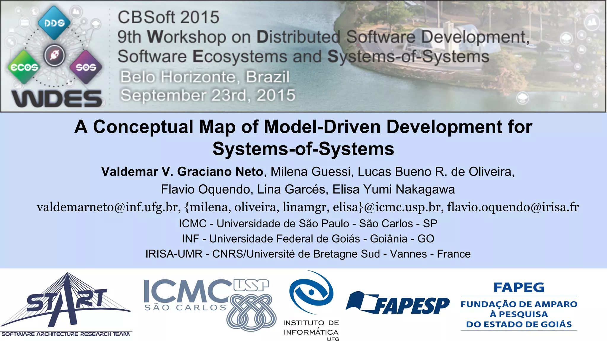 WDES 2015 paper: A Conceptual Map of Model-Driven Development for Systems-of-Systems | PPT