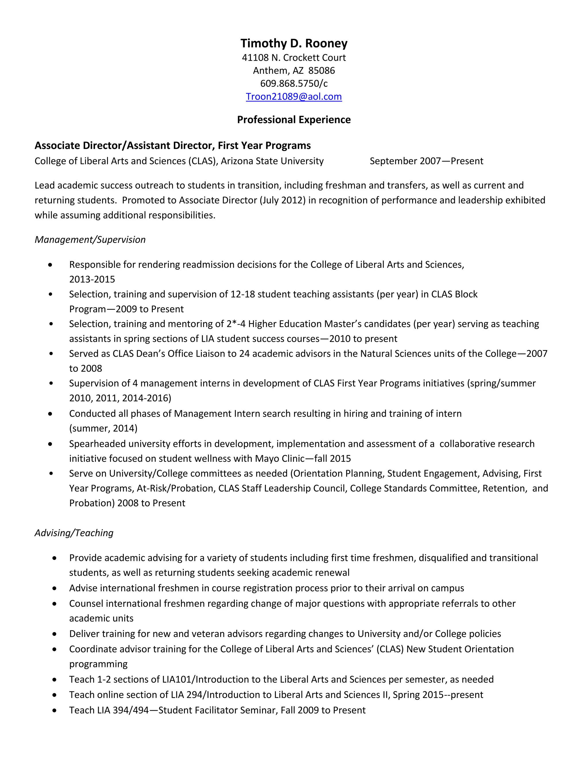 Timothy_Rooney_resume | PDF | Professional School | Postgraduate Education