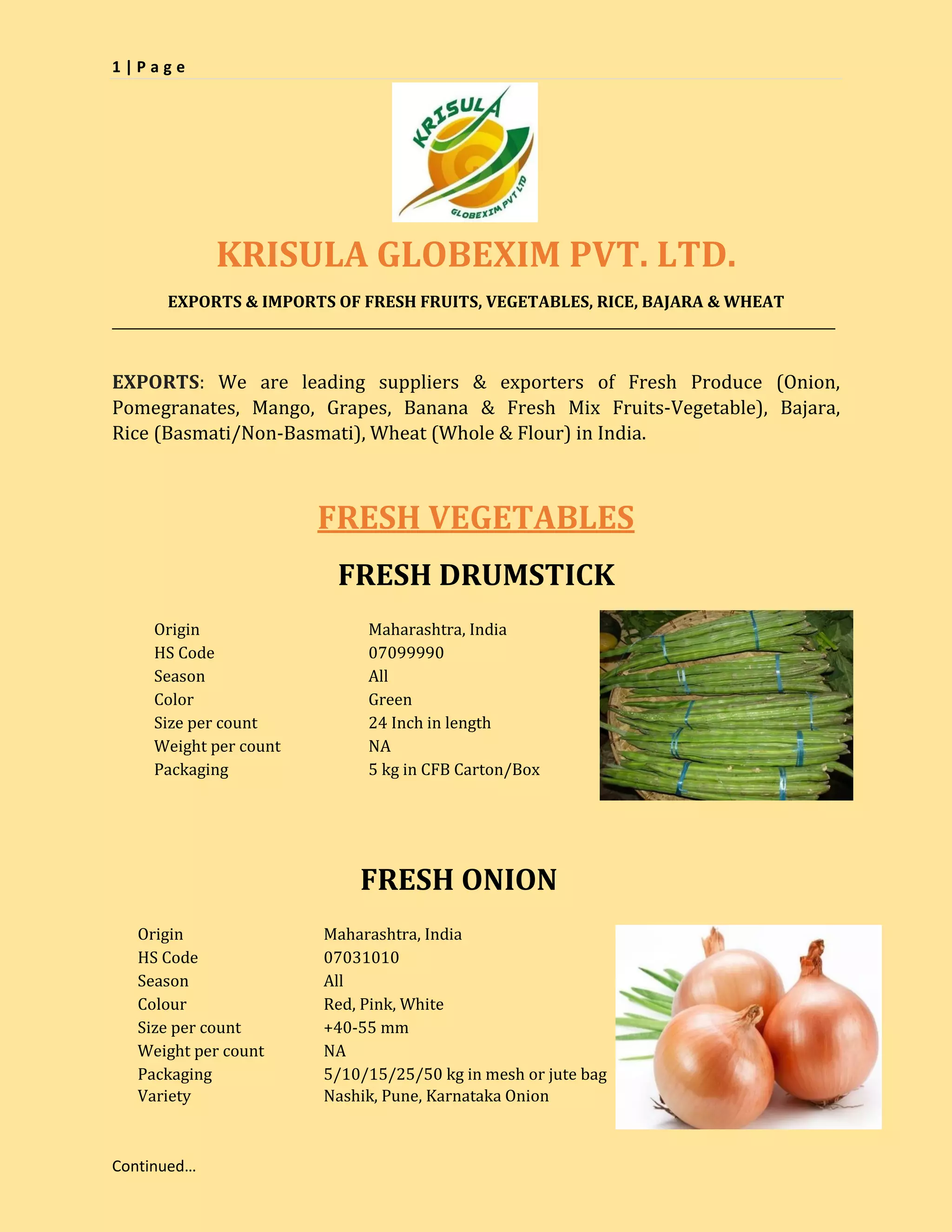 KrisulaGlobexim_Our Products | PDF