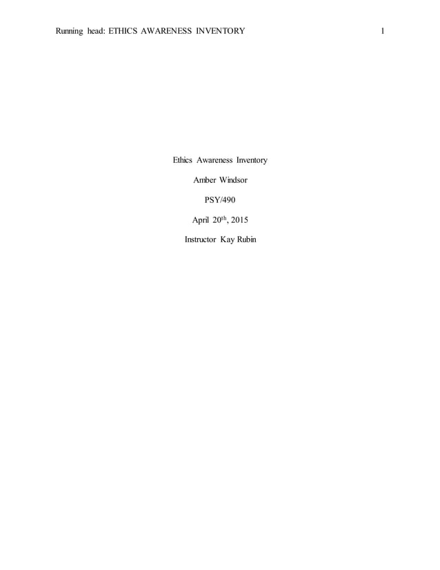 Ethics Awareness Inventory (paper) | PDF