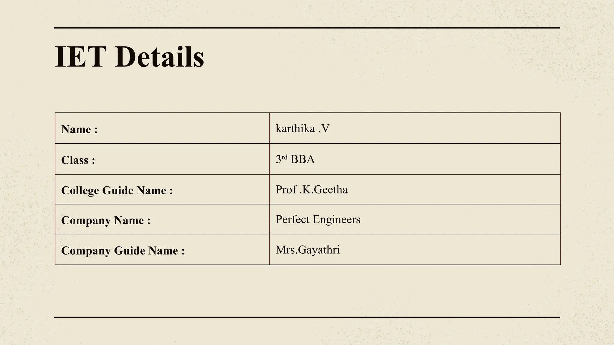 industrial exposure training ( IET ) ppt presentation about perfect engineers | PPTX