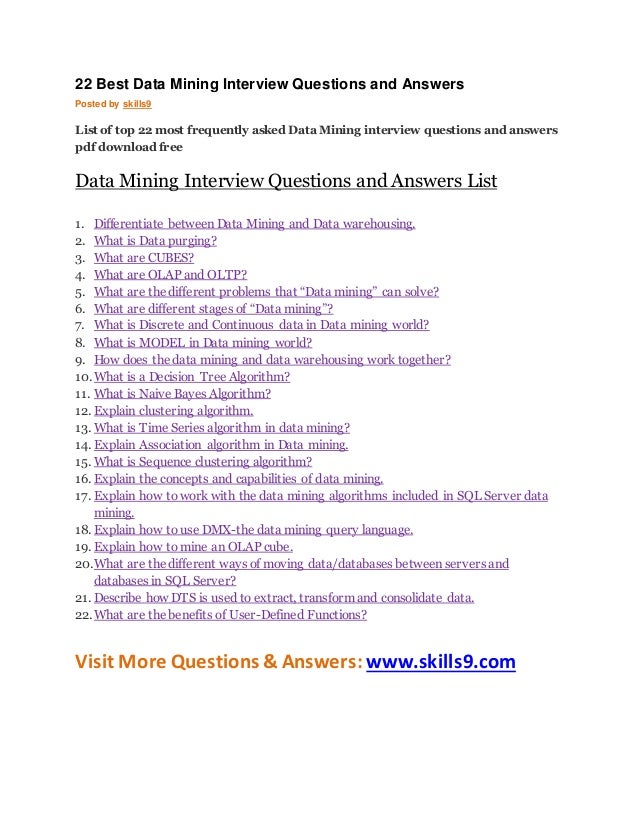 22 Best Data Mining Interview Questions And Answers