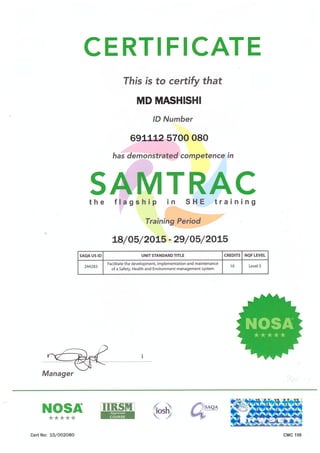 SAMTRAC Certificate | PDF