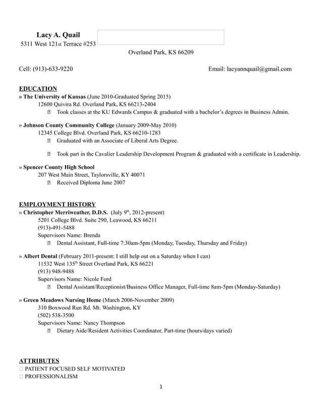 Lacy Q. Resume-2015 | PDF