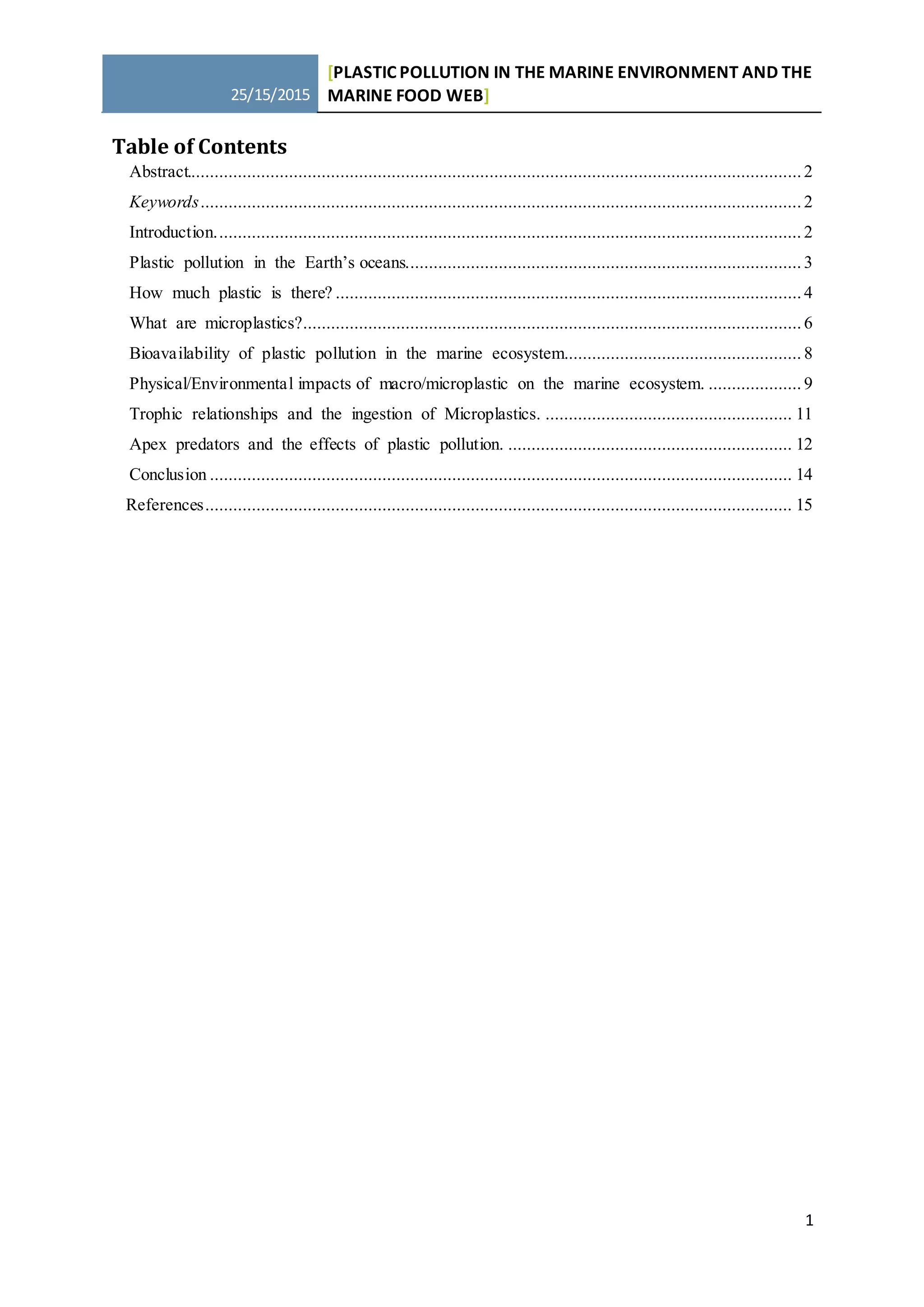 Plastic pollution in the marine environment and the marine food web | PDF