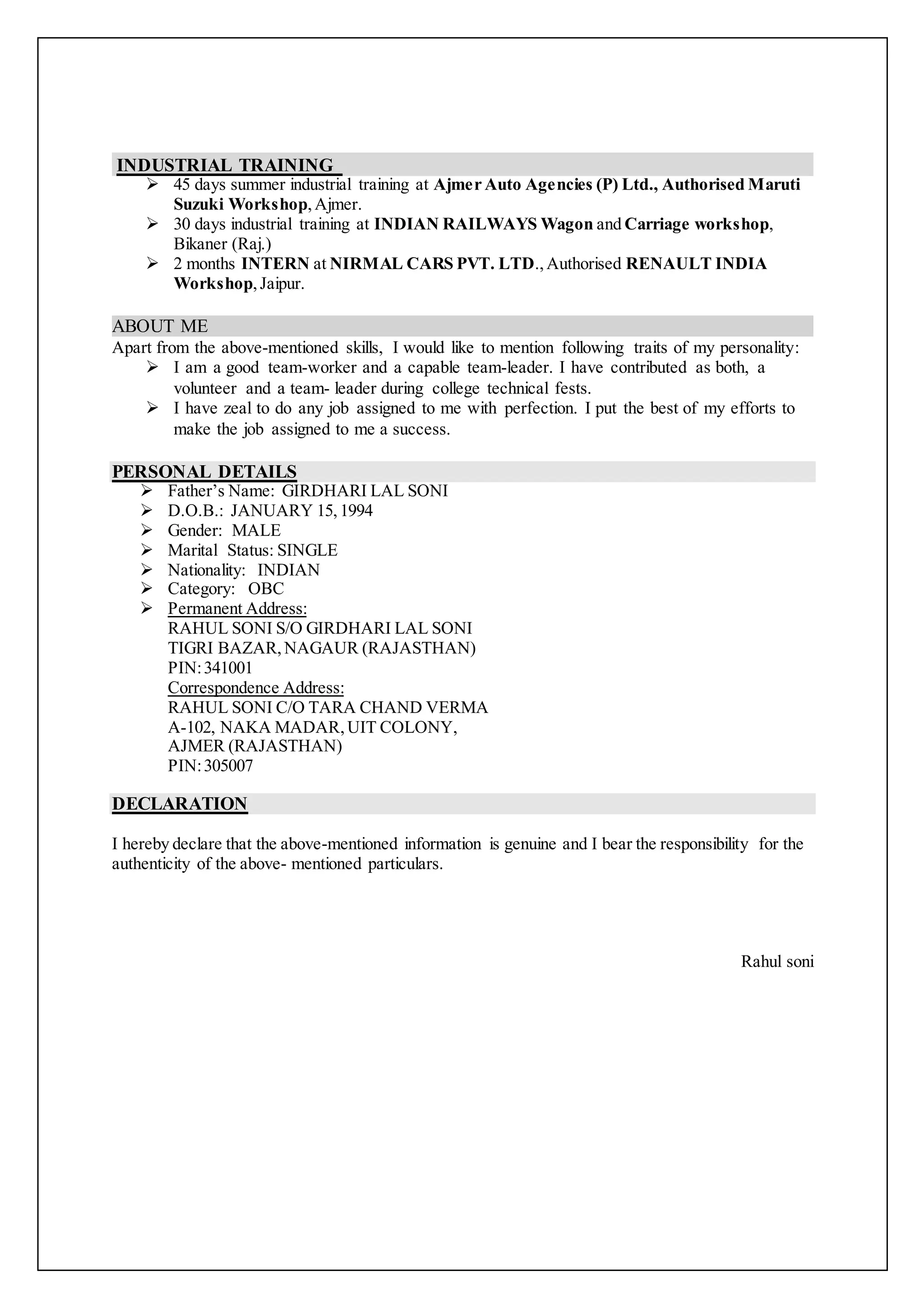 RAHUL SONI(RESUME)2 MAIN - Copy | PDF