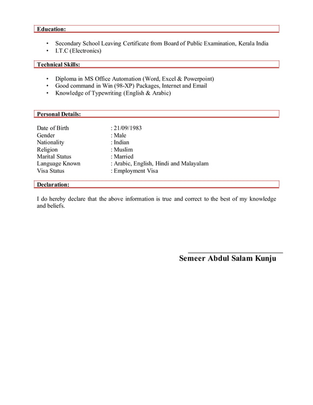 Sameer CV | PDF