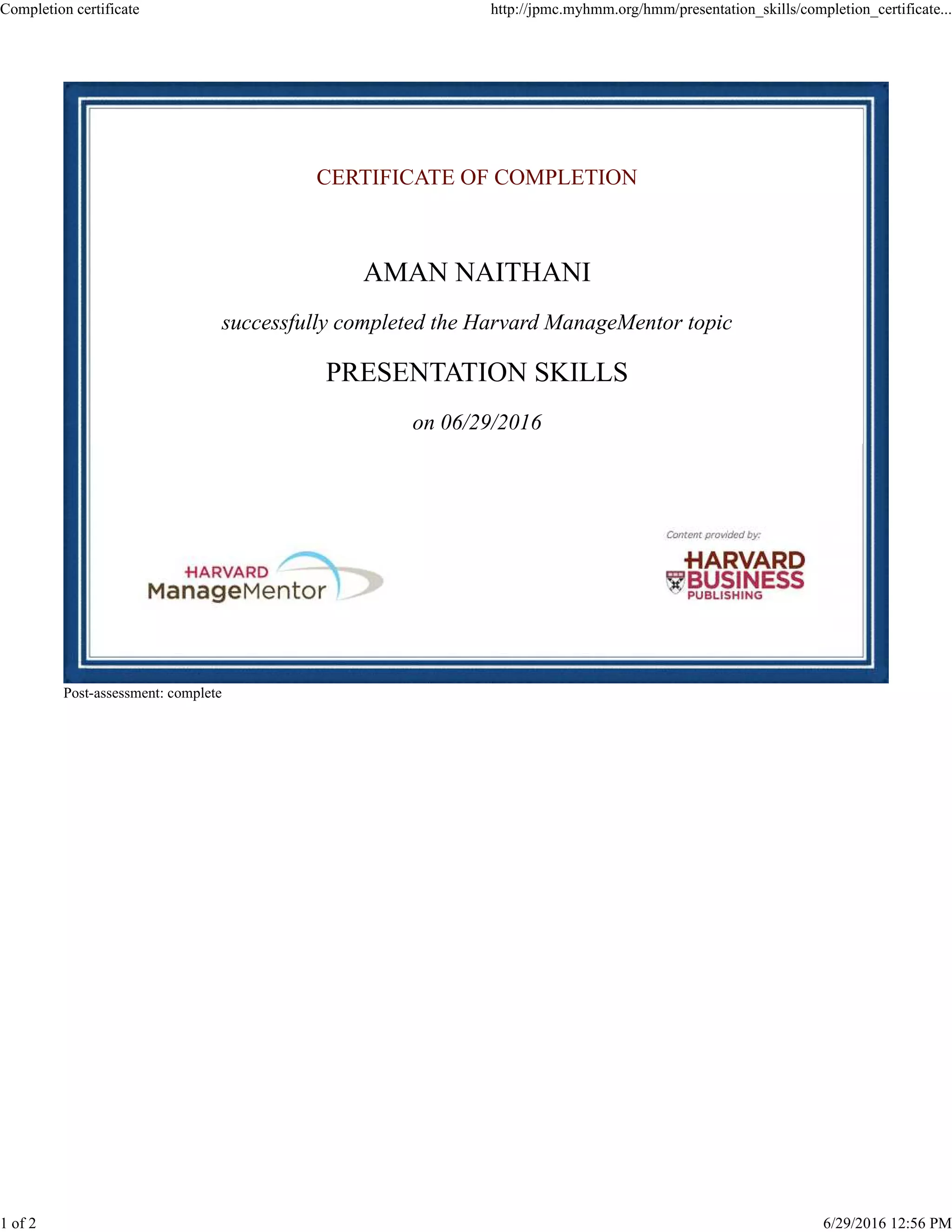 Completion certificate-presentation | PDF