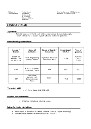 Resume@Pankaj | PDF