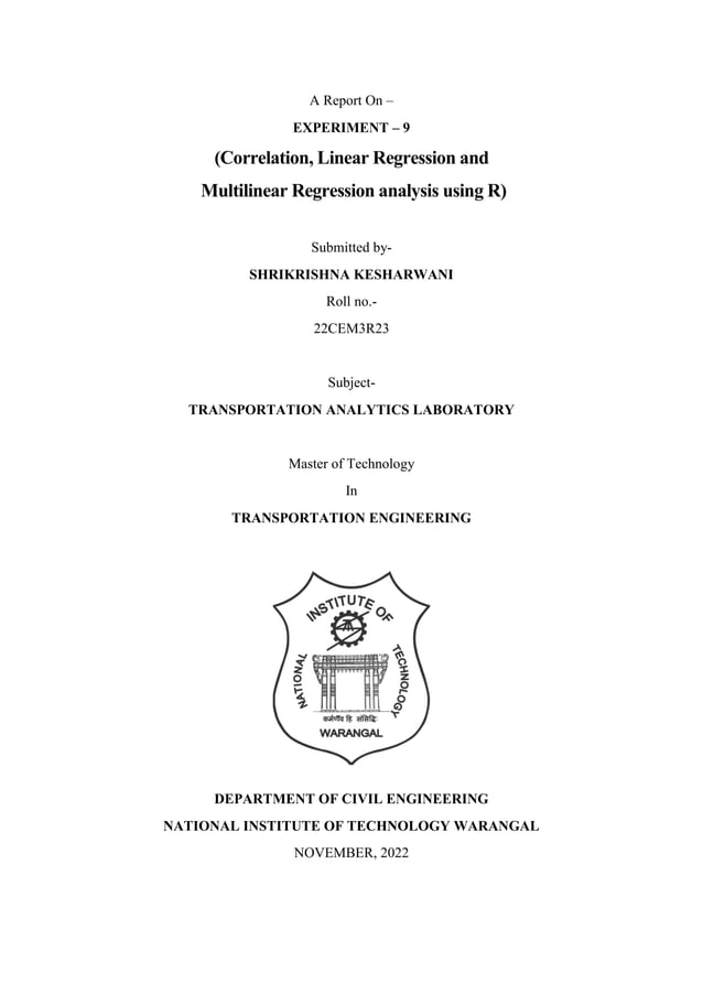 Correation, Linear Regression and Multilinear Regression using R software | PDF