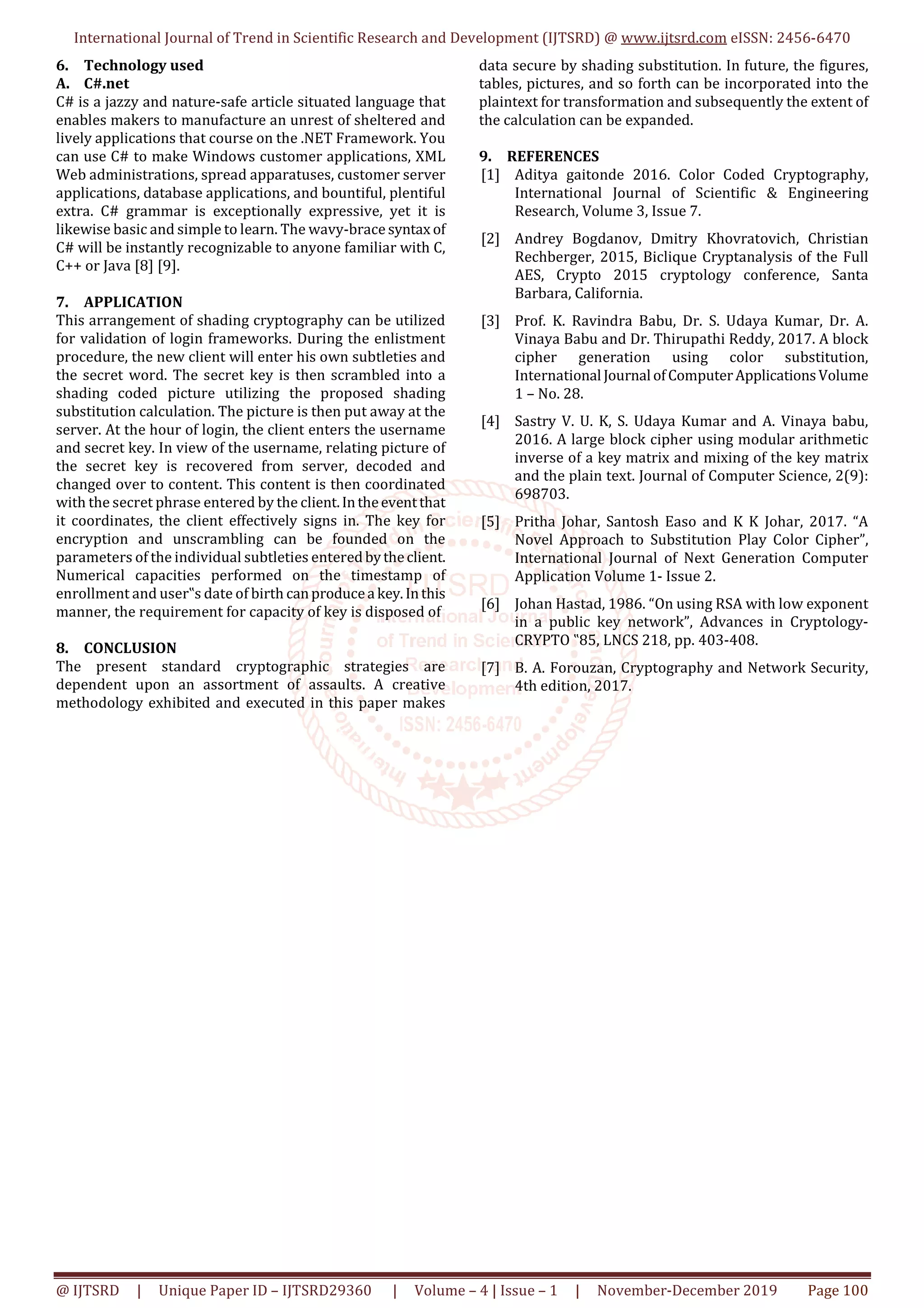 Color Cryptography using Substitution Method | PDF