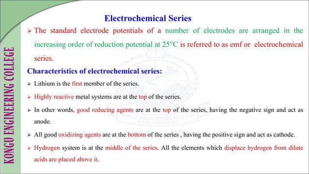 22CYT12-Unit_I_Electrochemistry - EMF Series & its Applications.ppt