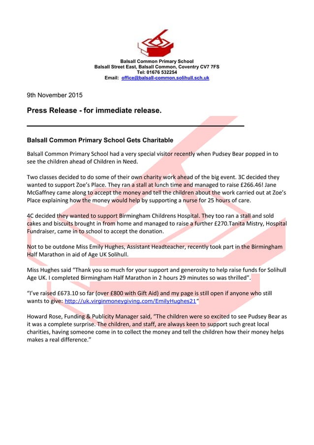 Press Release_BCPS_ Pudsey and Charities | PDF | Non-Profit ...