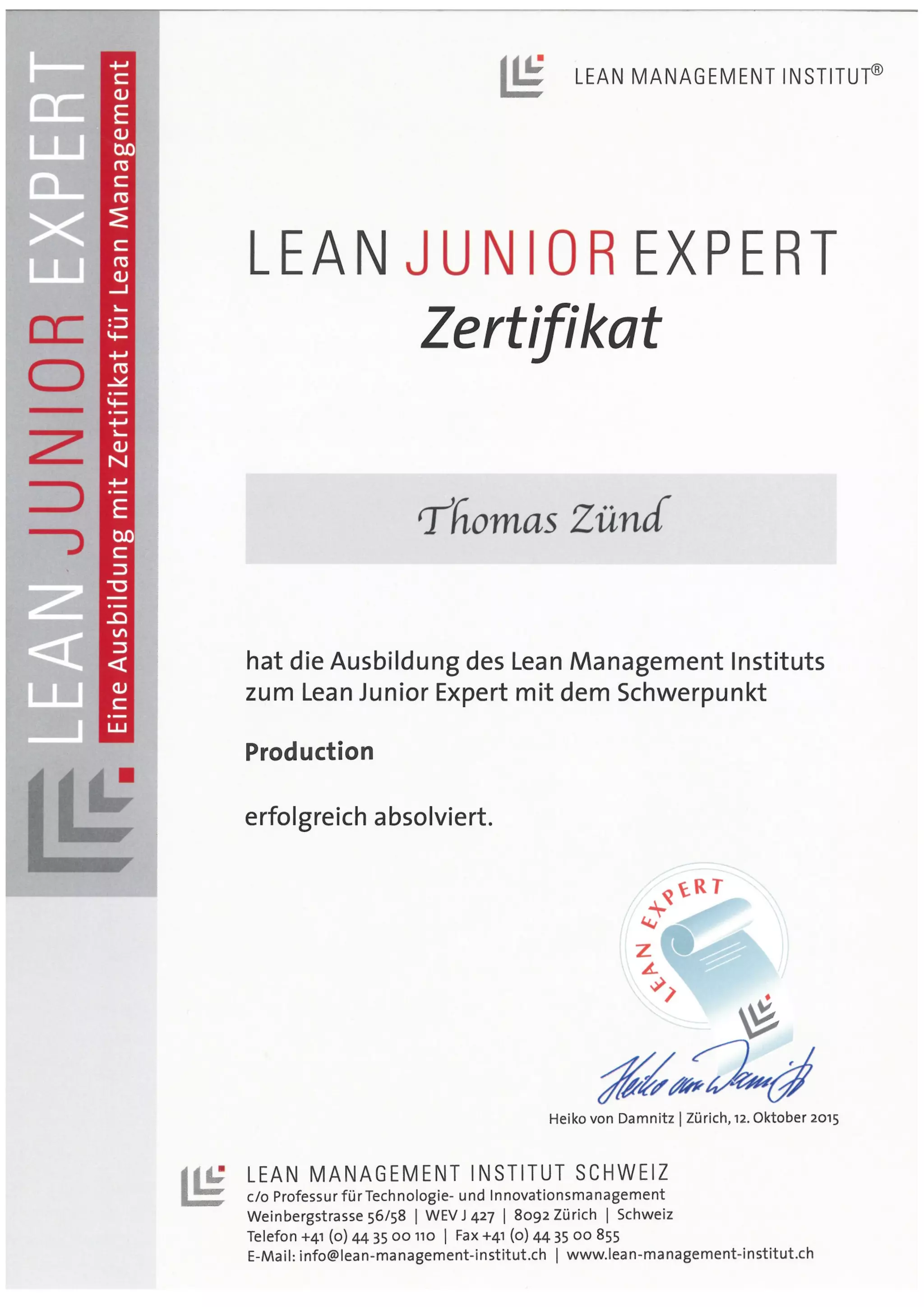 Lean Certificate | PDF
