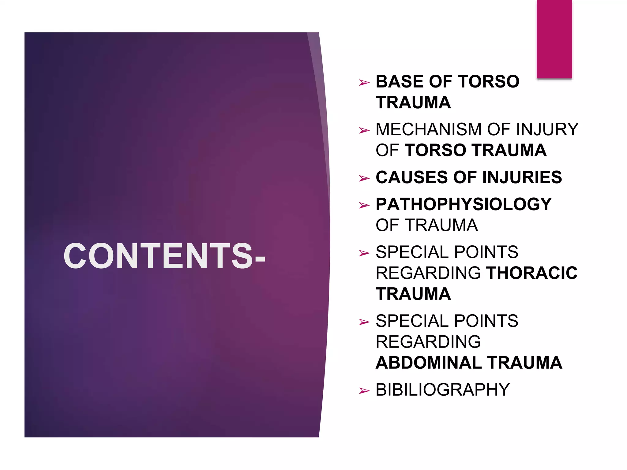 Mechanism of torso trauma - surgery | PPTX