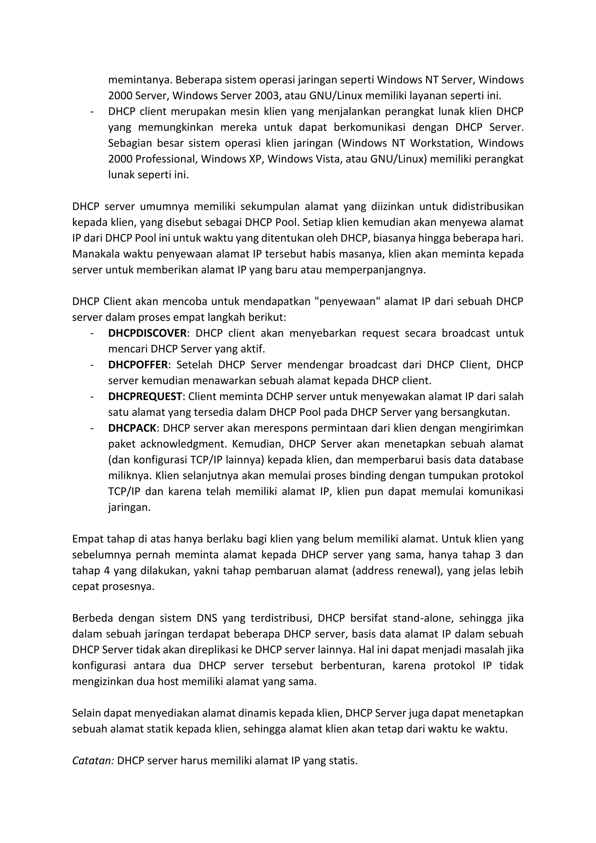 Instalasi dan Konfigurasi DHCP Server pada Linux | PDF