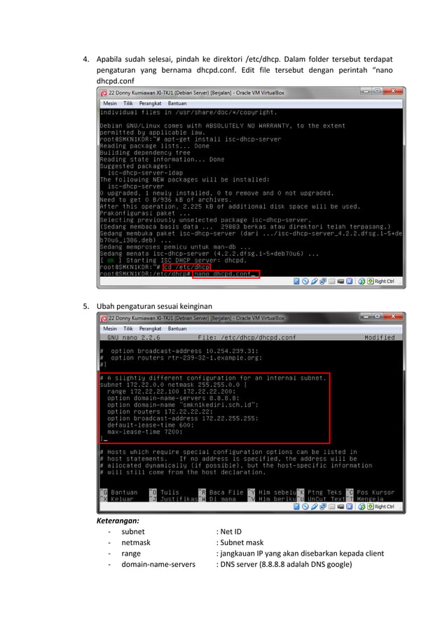 Instalasi dan Konfigurasi DHCP Server pada Linux | PDF